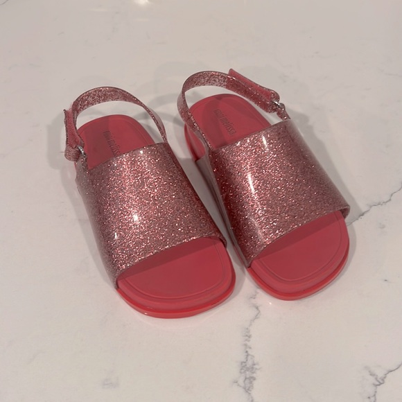 Mini Melissa | Shoes | Mini Melissa Magenta Pink Glitter Beach Slide ...